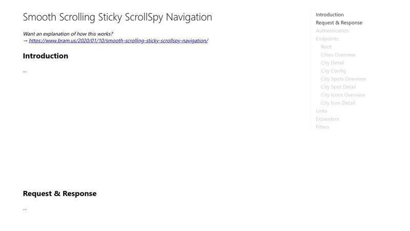 Smooth Scrolling Sticky ScrollSpy Navigation