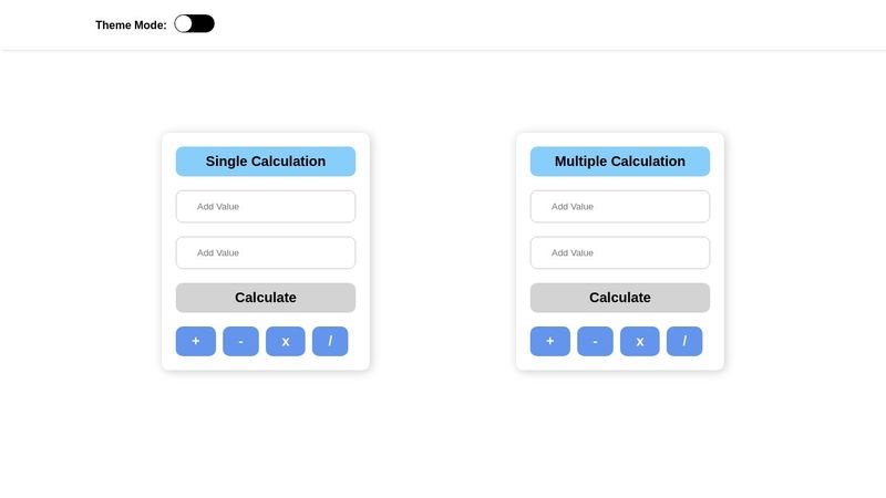 Calculator with single & multiple calculations - light & dark mode - HTML, CSS & JS