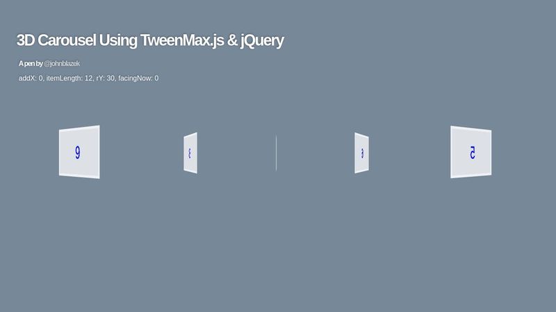 3D Carousel Using TweenMax.js & jQuery