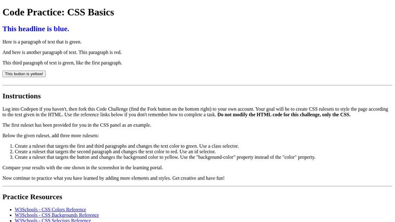 Code Practice: CSS Basics