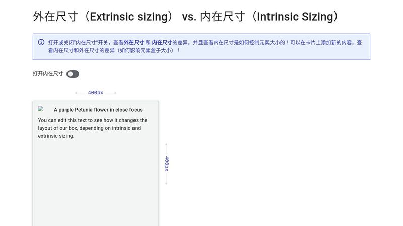 CodePen Home Learn CSS - Extrinsic sizing vs intrinsic sizing
