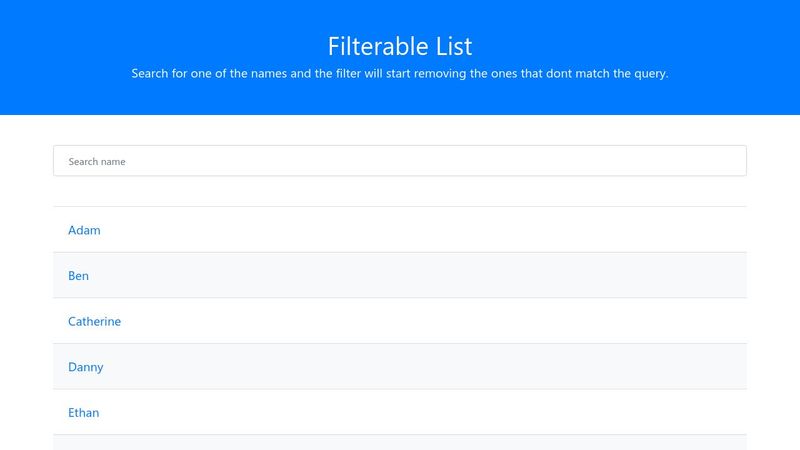Filterable List Using Vanilla Javascript