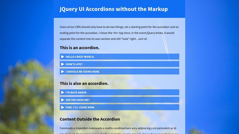 jQuery UI Accordions without the Markup