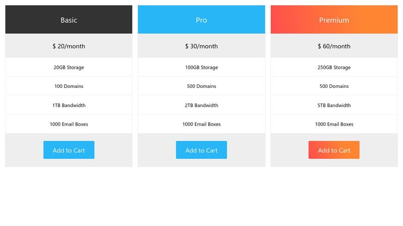 Responsive Flexbox Pricing Table