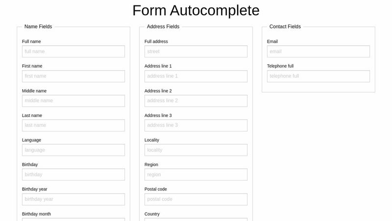 Form Autocomplete