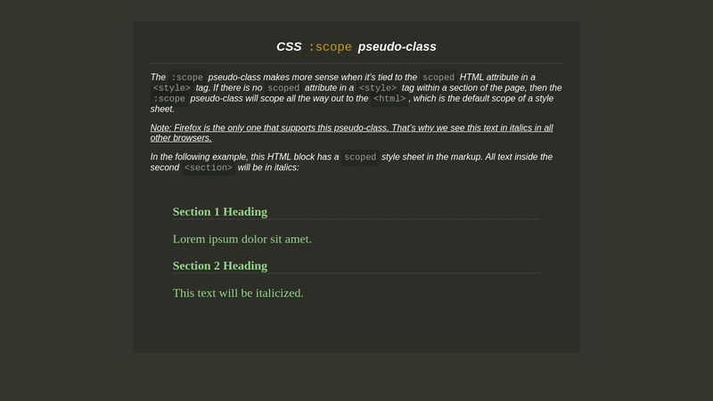 CSS :scope pseudo-class