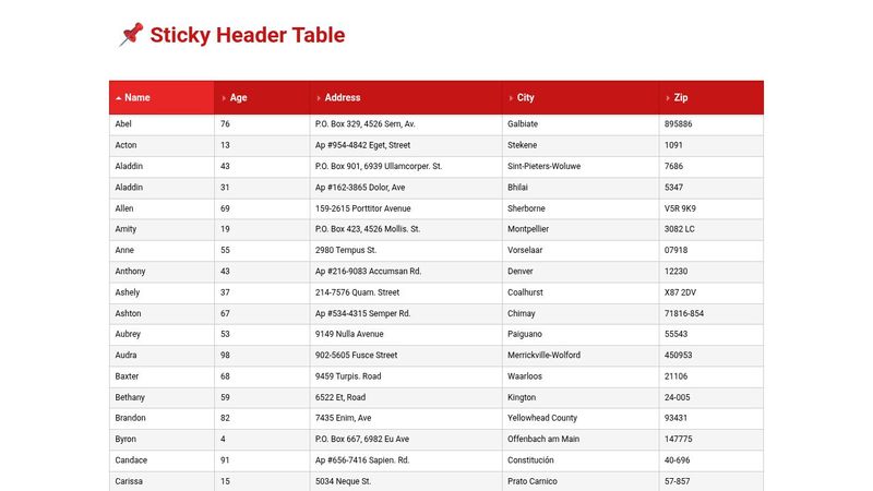 📌Sticky Header Table