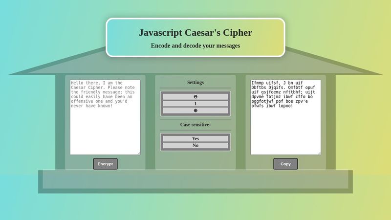 JavaScript Caesar's Cipher (FCC Project) v.0.5