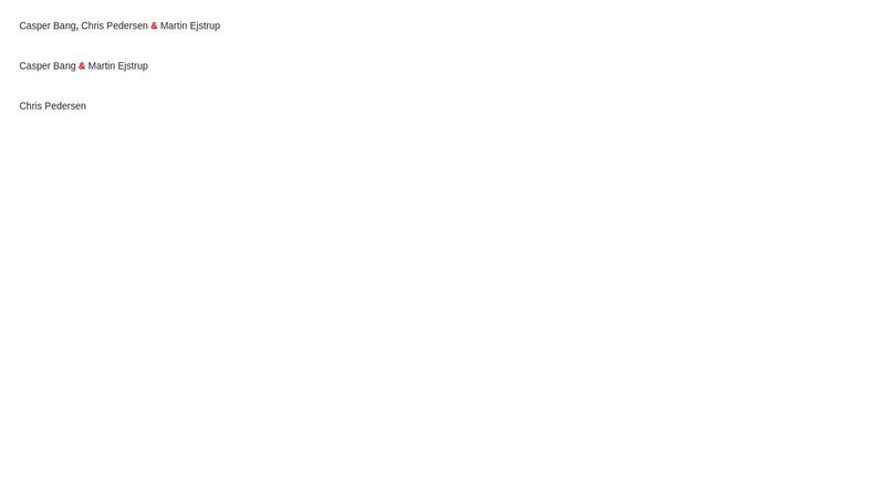 CSS recipe to separate names with comma and ampersand