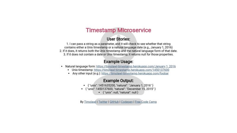 Timestamp Microservice View