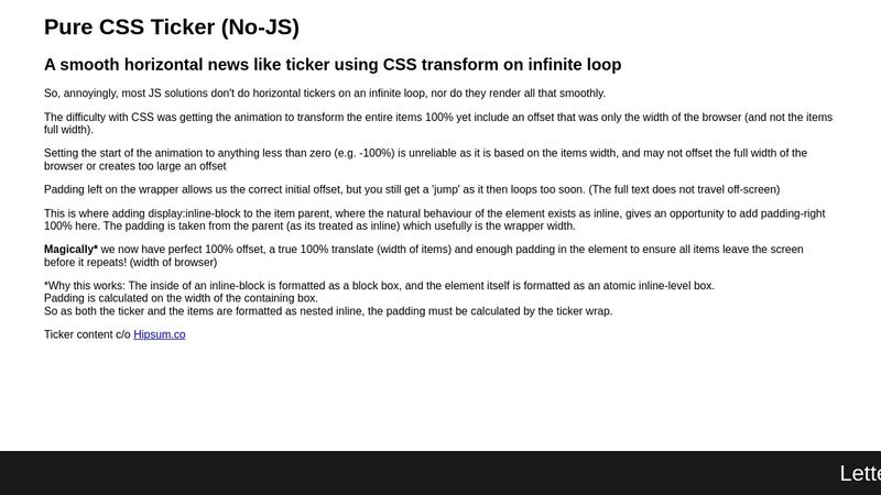 Pure CSS Ticker (Horizontal)