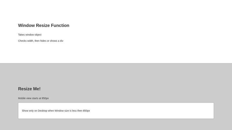 JS Window Resize Function JS Window Resize Function