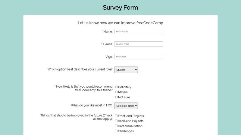 freecodecamp survey form