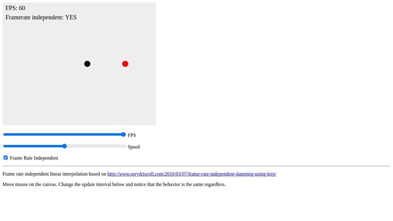 Frame rate independent linear interpolation (smooth moveTowards)