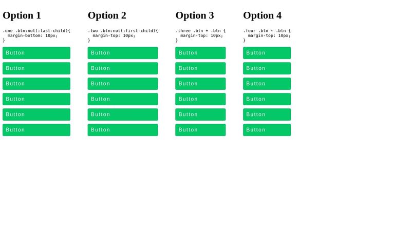 Different approaches to achieve spacing between buttons