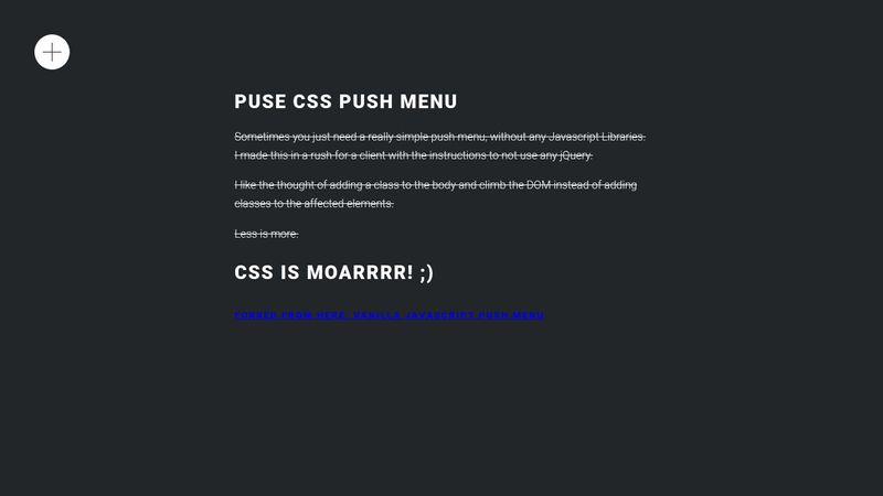 Pure CSS push menu