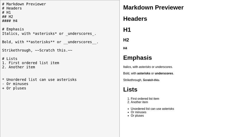 freeCodeCamp - Build a Markdown Previewer