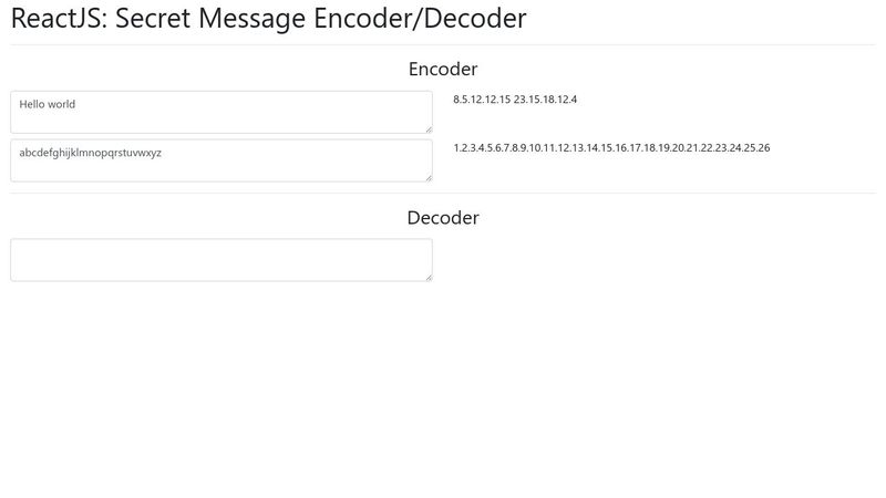 ReactJS: Secret Message Encoder/Decoder