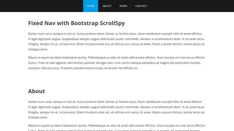 Fixed Nav Using Bootstrap ScrollSpy