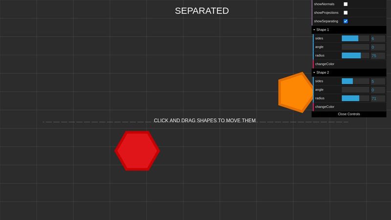 Collision Detection: Separating Axis Theorem visualization