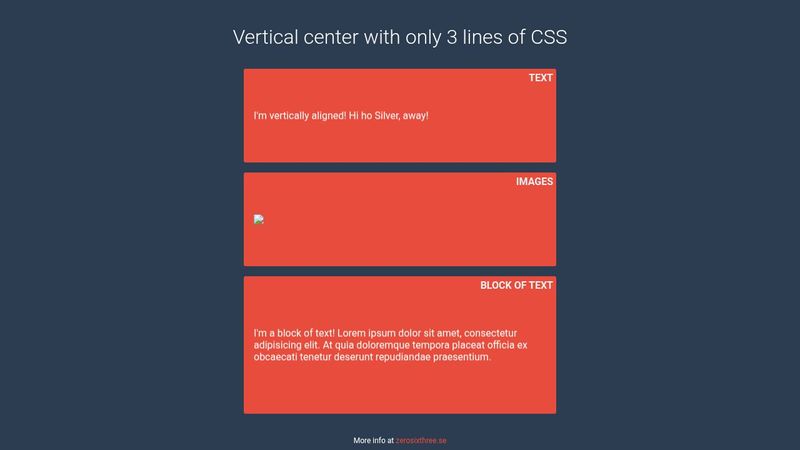Vertical center with only 3 lines of CSS