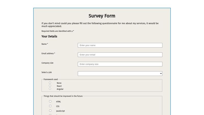 Survey Form - FreeCodeCamp - Accessible Form