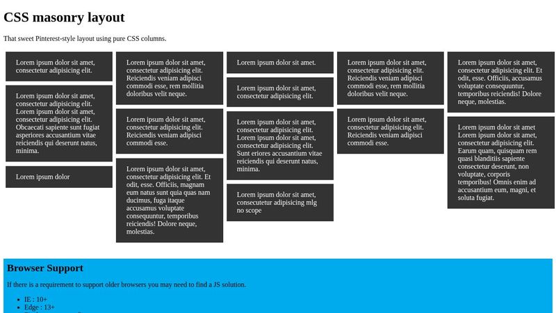 CSS columns masonry layout