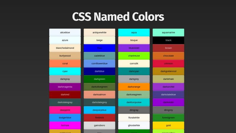 CSS Named Colors 🎨🖌