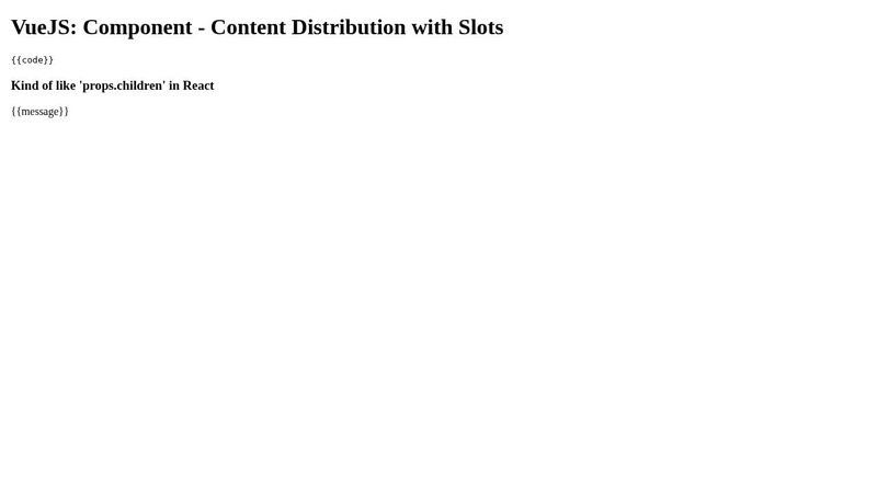 VueJS: Component - Content Distribution with Slots