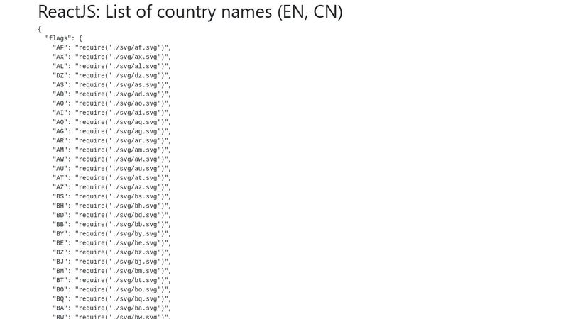 ReactJS: List of country names (EN, CN)