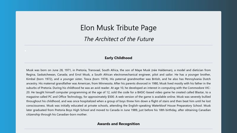 Elon Musk Tribute Page