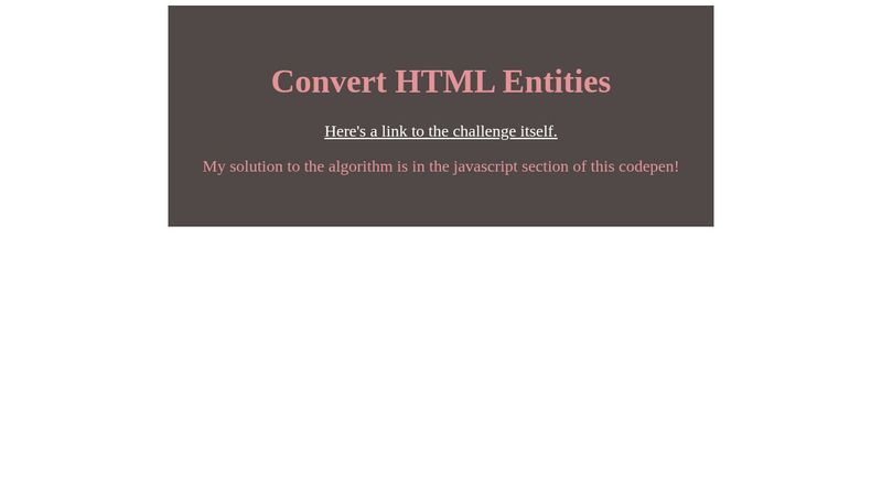 Convert HTML Entities Algorithm