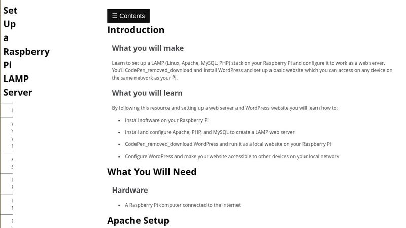 Raspberry Pi LAMP Server Documentation Page