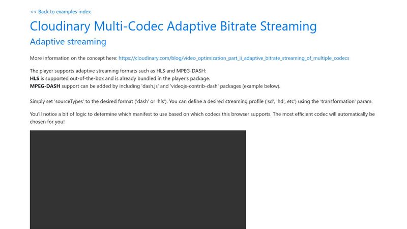 Cloudinary - Multi-Codec Adaptive Bitrate Streaming