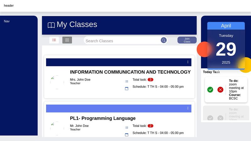 build LMS design using html , css and js