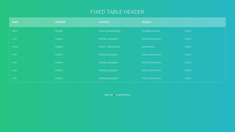 Fixed table header