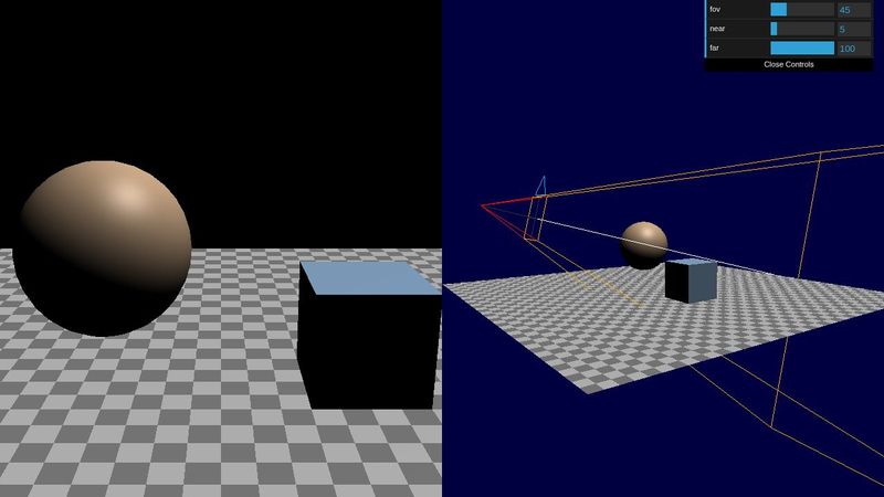 Three.js - Cameras - Perspective 2 views