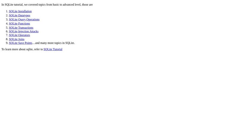SQLite Tutorial - Tutlane