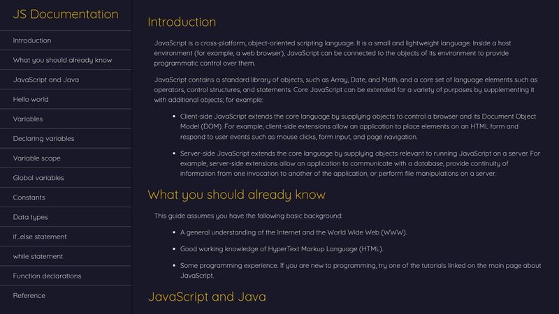 technical documentation page