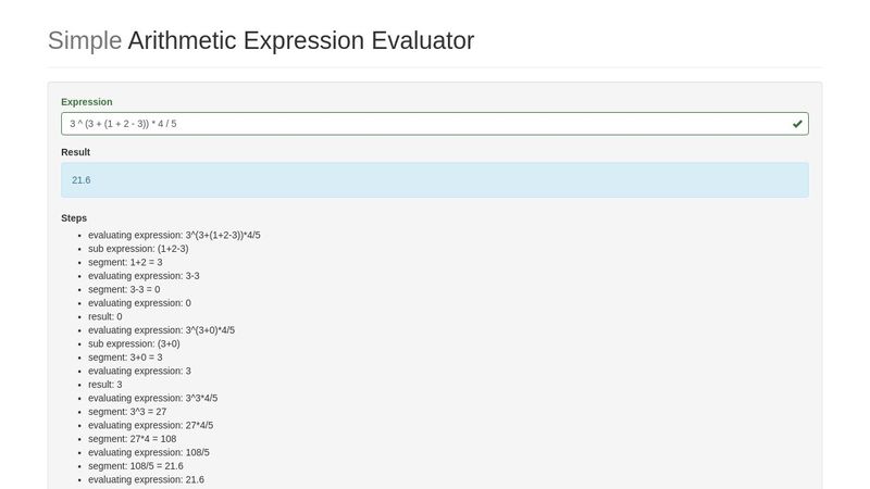 Simple Arithmetic Expression Evaluator