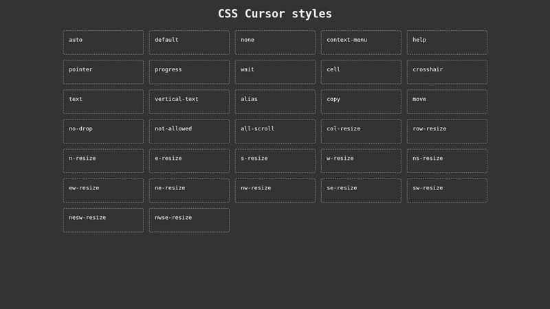 CSS Cursor Styles 👆