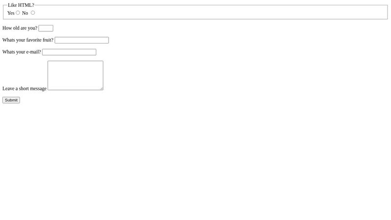 HTML Forms (: exercise 9