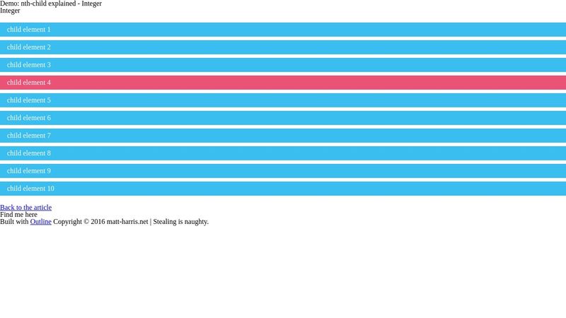 Demo: nth-child explained - Integer