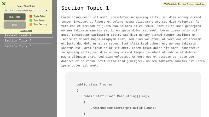 freeCodeCamp - Build a Technical Documentation Page