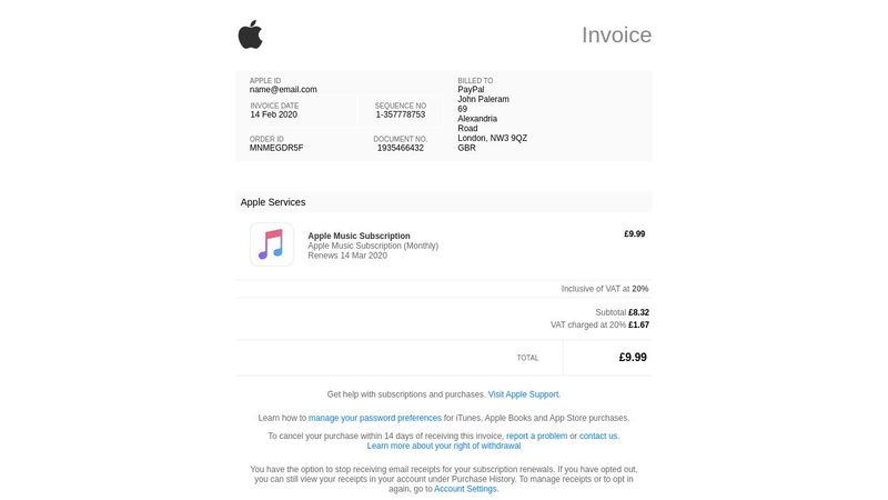 Responsive HTML Invoice Email