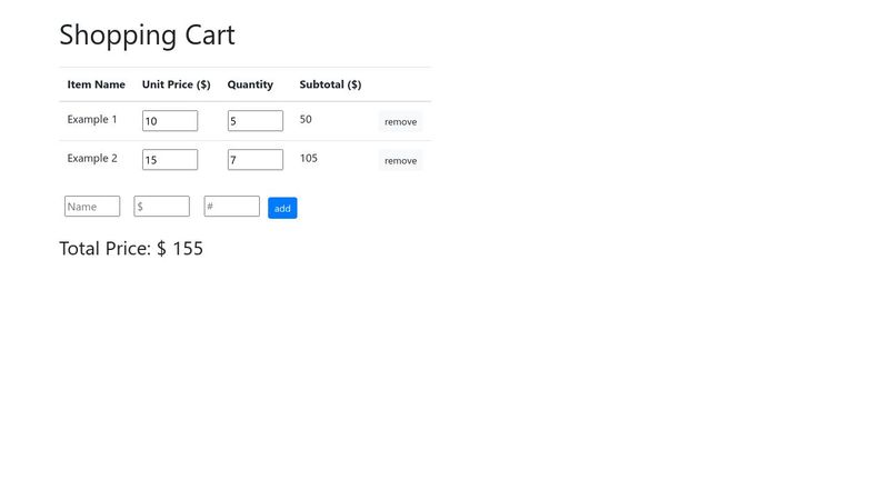 Shopping Cart : JS