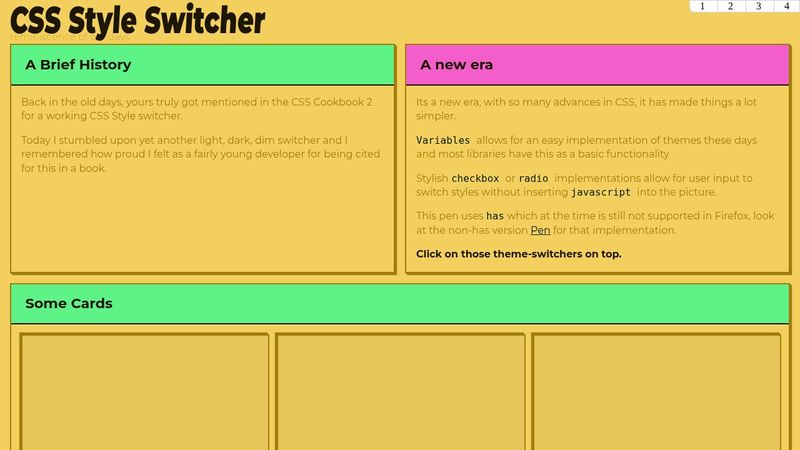 CSS Style Switcher: a has() demo (no-js)