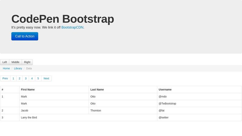 Example of Bootstrap on CodePen