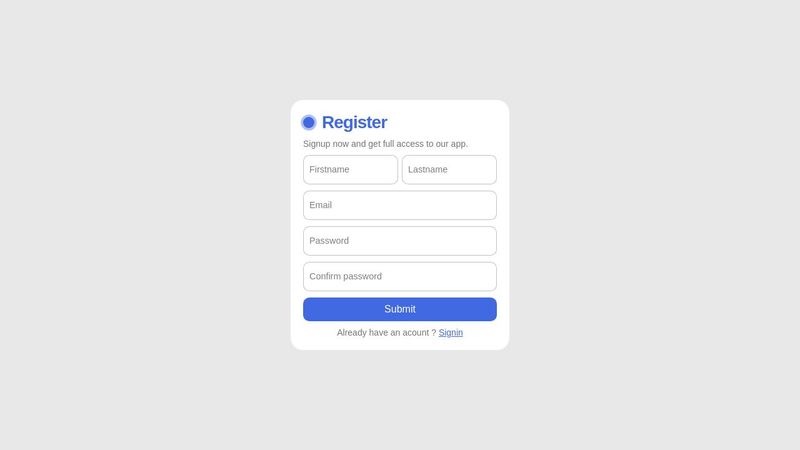 Simple register form
