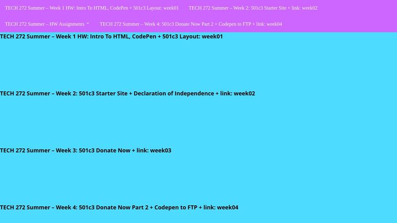 TECH272 Week 5 FTP Starter Files | HTML + CSS